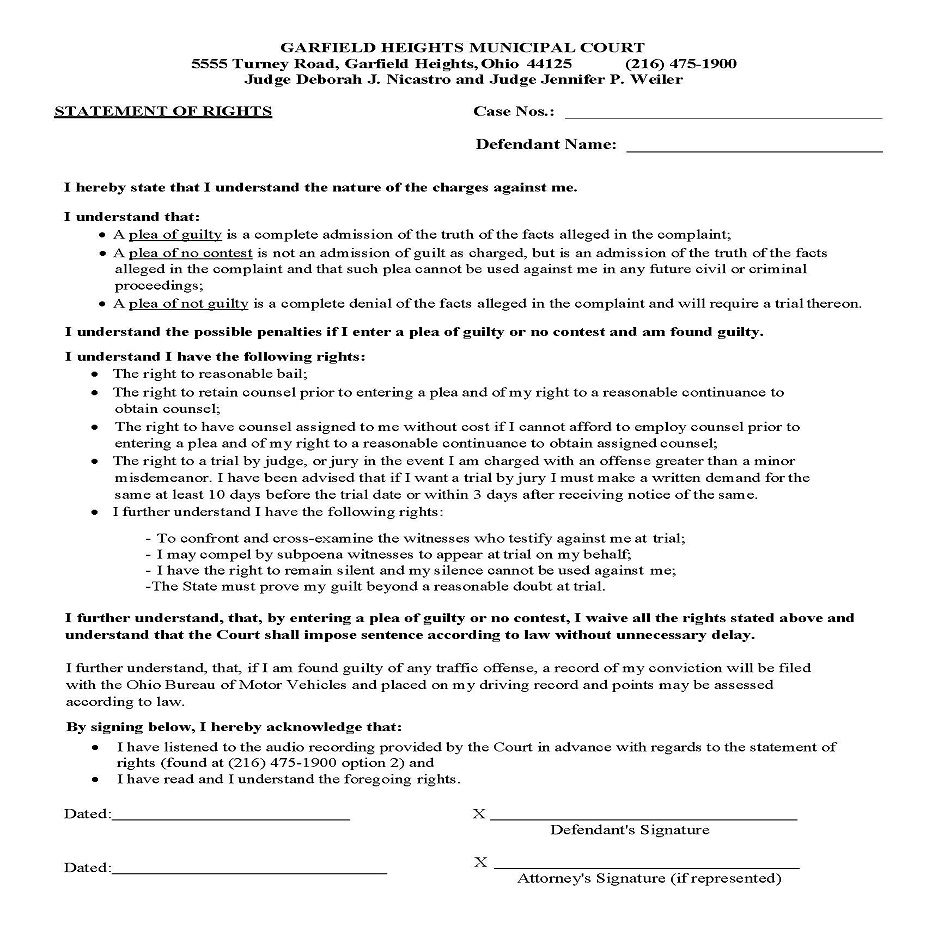 Forms | Garfield Heights Municipal Court